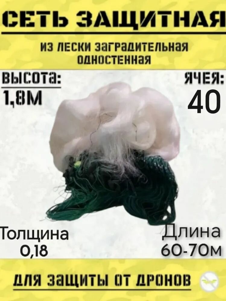 Сеть защитная заградительная китайская для защиты от дронов ячейка 40*40