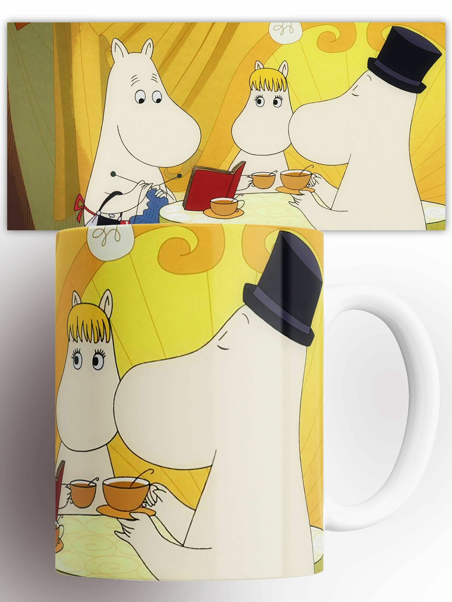 Кружка Муми-тролли Tanoshii Muumin Ikka сериал на подарок с принтом 330 мл