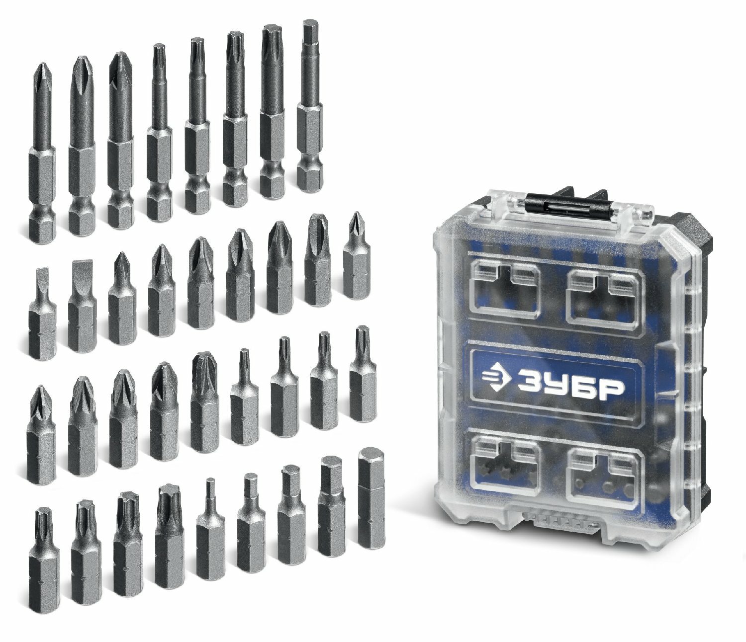 Набор бит ЗУБР Профи 35 предметов Cr-Mo S2 система стыковки z-бокс Профессионал
