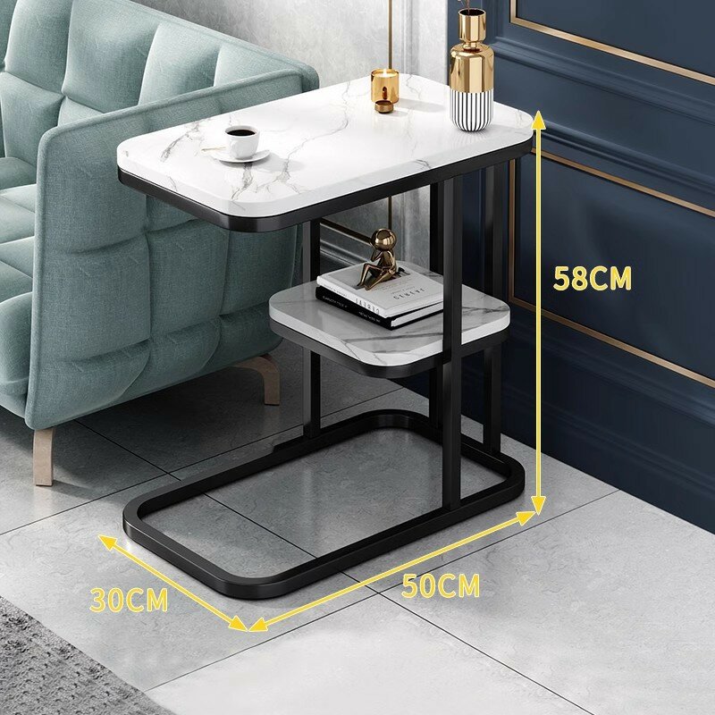 Тумба для кофе / ДСП / 50х30х58 см / Черный каркас + белая столешница