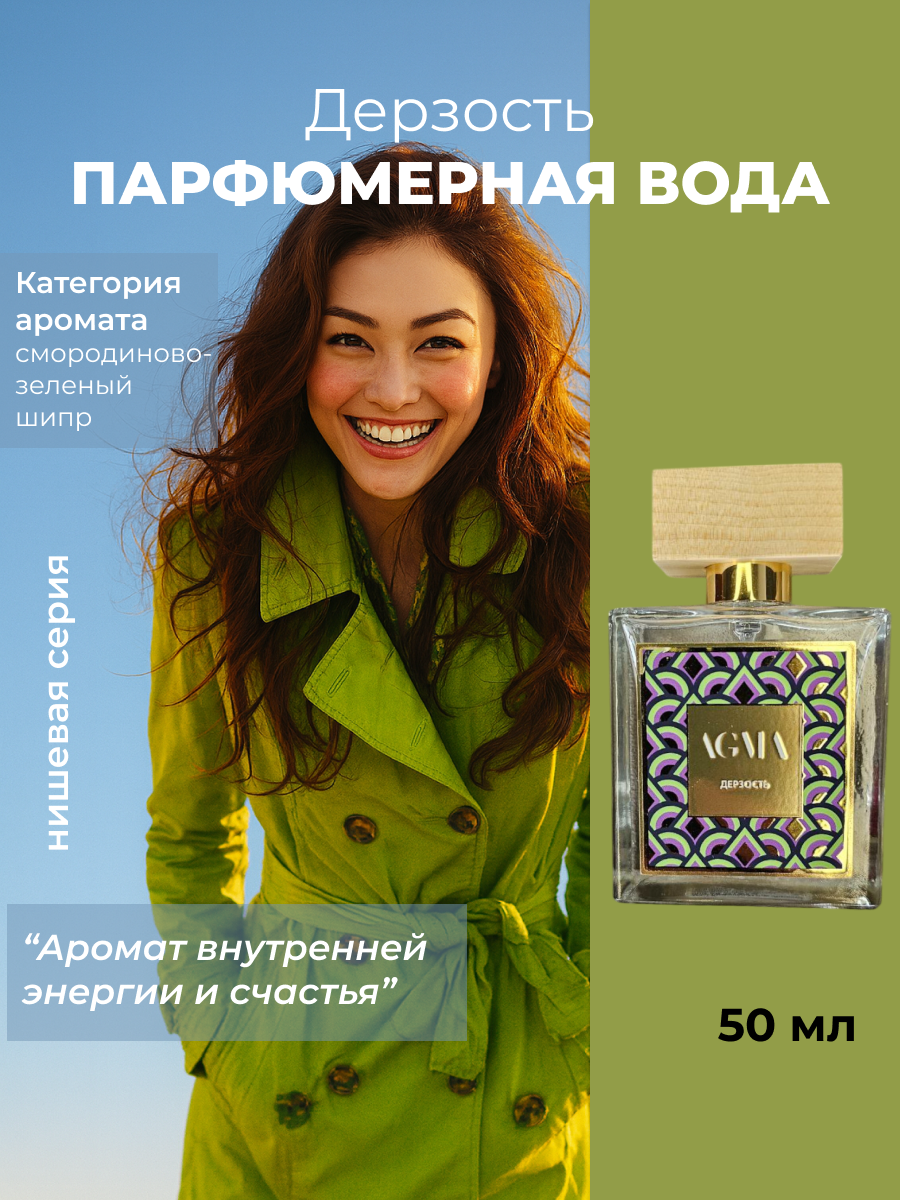 Духи женские смородиновые зеленые свежие "Дерзость" Парфюмерная вода 50 мл