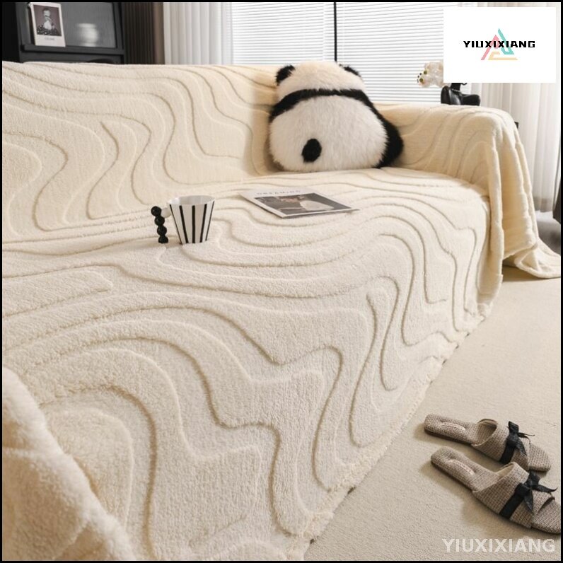 Плед для мебели LJM, вязаный, белый, полиэстер, 3D дизайн, эксклюзив