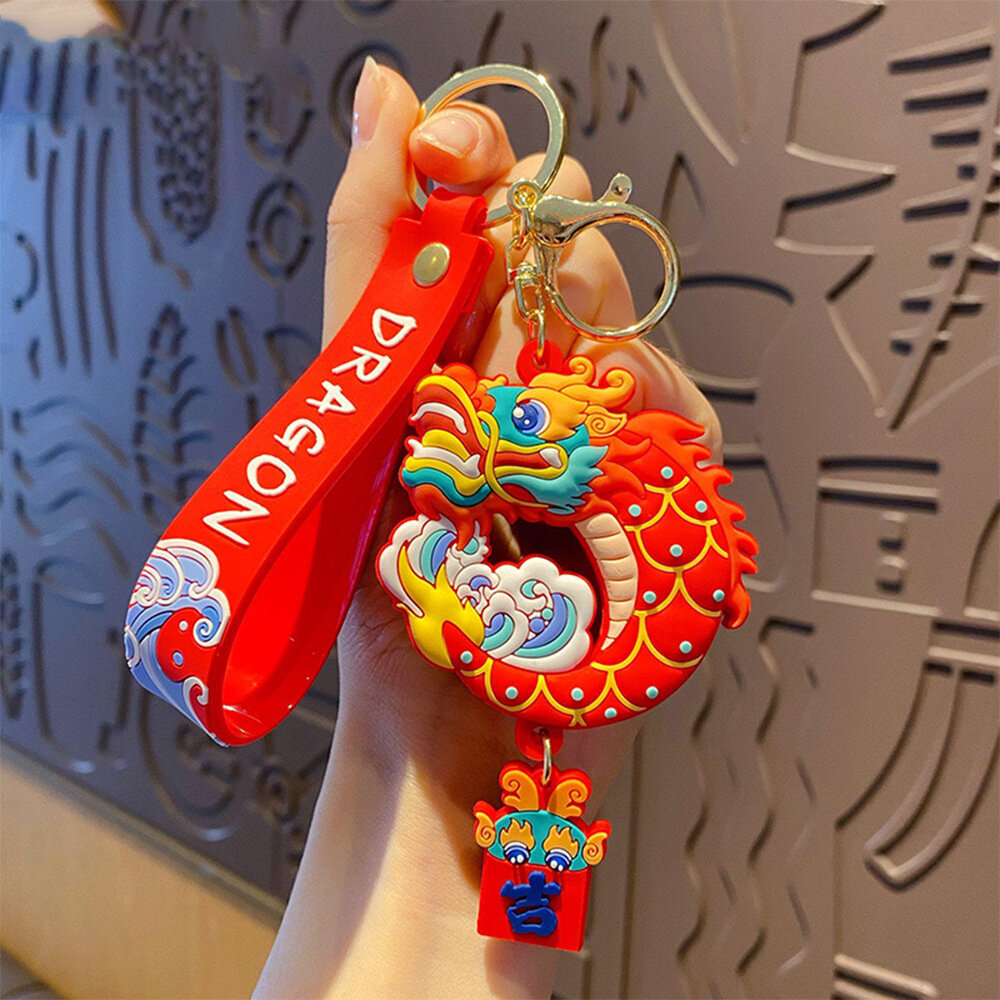 Брелок в виде восьмигранного дракона в китайском стиле, аксессуары для пары, милый кулон для рюкзака, кулон в виде дракона в китайском стиле, красный.
