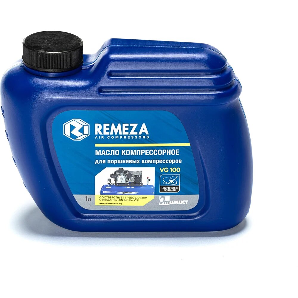 Масло компрессорное 1 л Remeza VG 100, для поршневых компрессоров, изготовлено из минеральных базовых