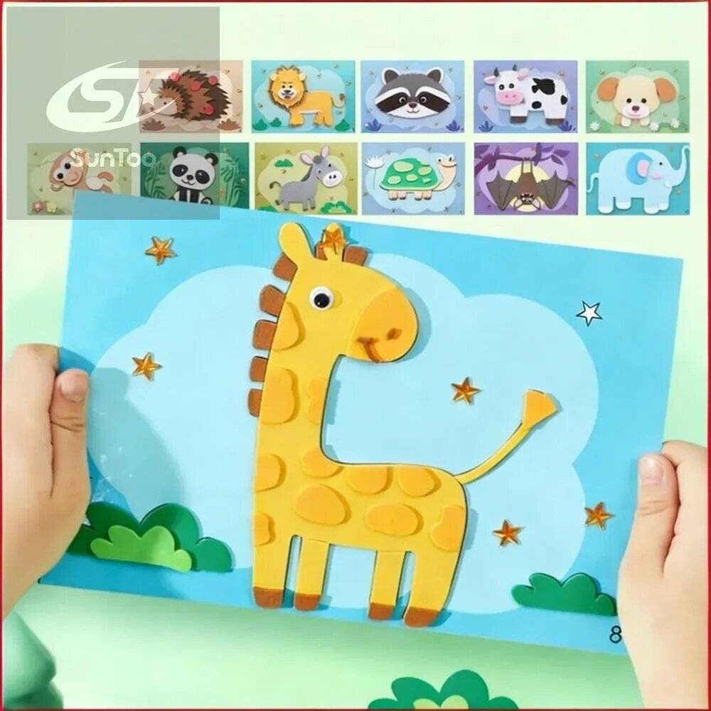 Аппликации наклейками для детей "Животные" 12 штук