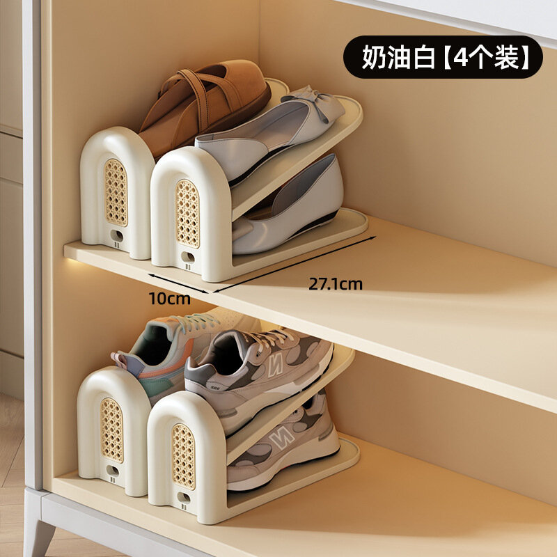 Винтажный стиль многослойной обувной полки, домашний стеллаж для хранения, регулируемый обувной шкаф, органайзер для обуви, ретро утолщенный пластиковый стеллаж для хранения