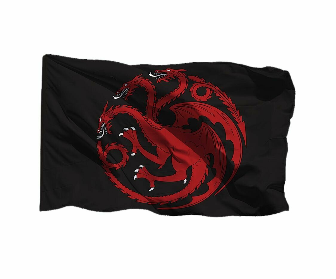 Флаг знамя Таргариенов из Игры престолов Game of Thrones House Targaryen на шёлке, 70х105 см для ручного древка