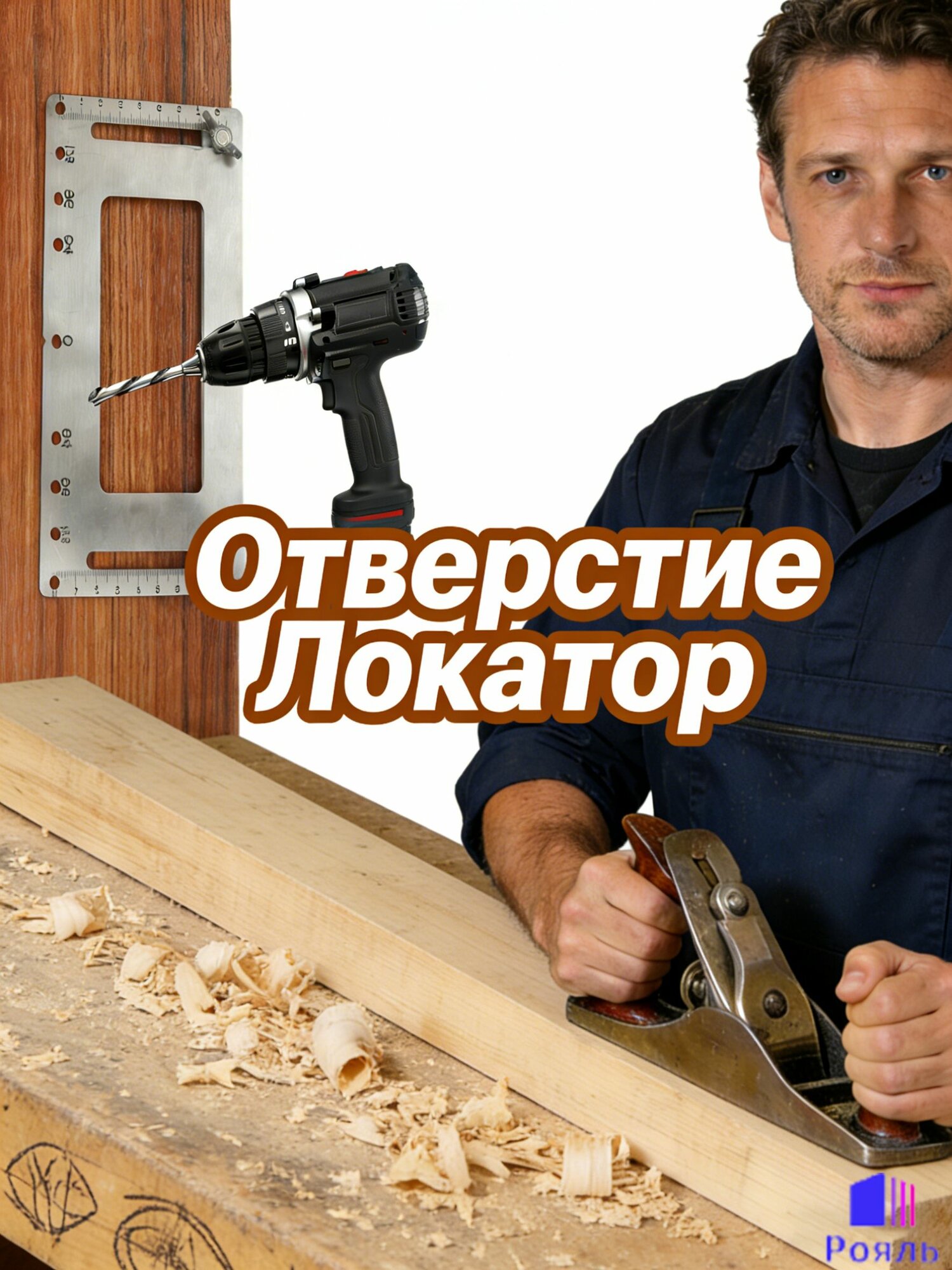 Шаблон для разметки отверстий под ручки дверей и мебели, нержавеющая сталь, 7 позиций, с лазерной градуировкой