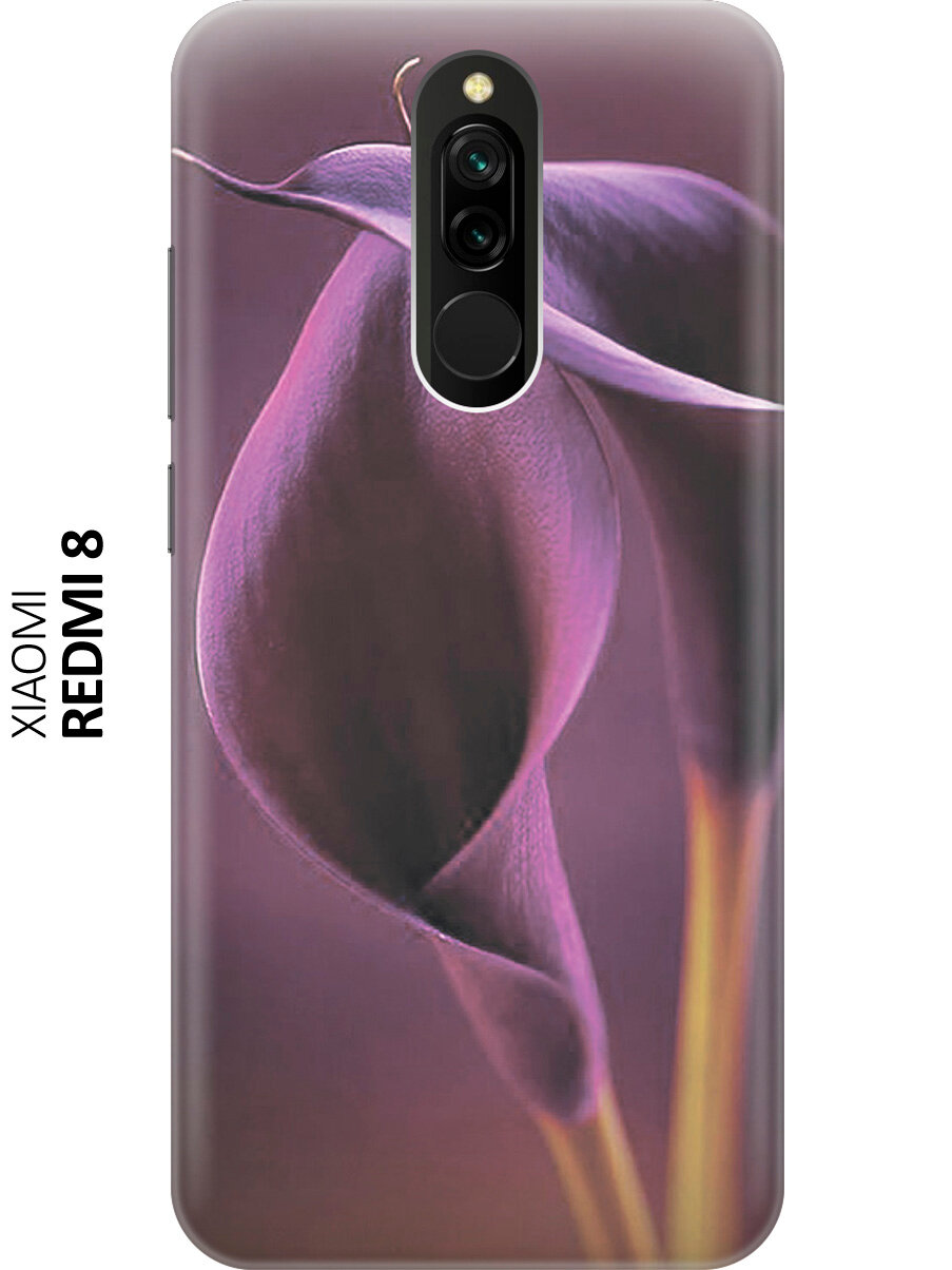 Силиконовый чехол на Xiaomi Redmi 8 / Сяоми Редми 8 с принтом "Сиреневые каллы"