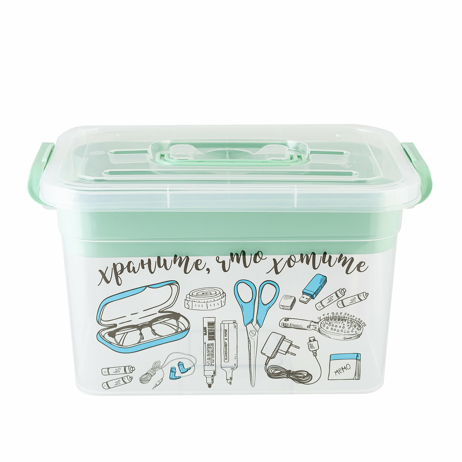 Контейнер Полимербыт Важные мелочи, размер: 31х20х18см, 6.5л, цвет: голубой