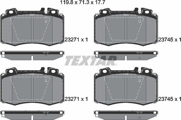 Колодки передние с противошумной пластиной Q+ MERCEDES-BENZ W220 W163 4.3-5.5L TEXTAR 2374502