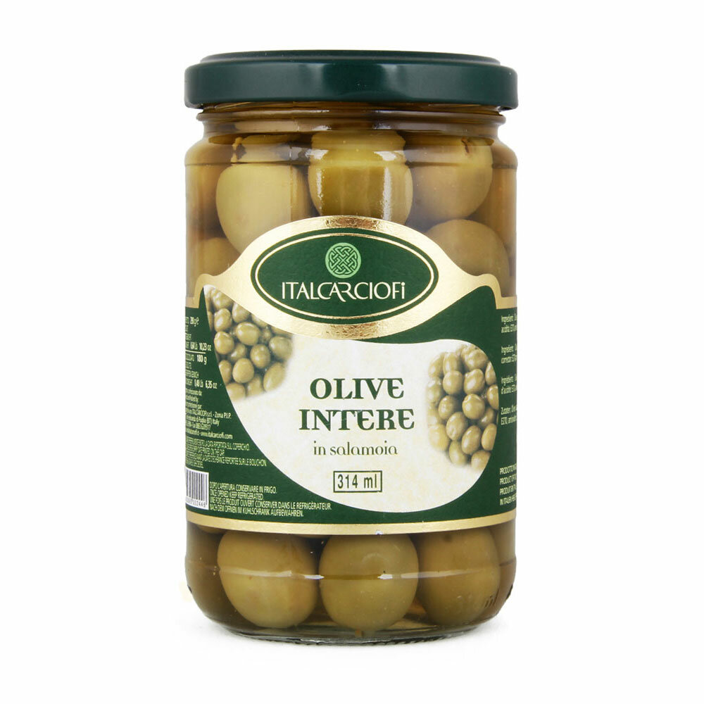 Оливки целые с косточкой в рассоле, ITALCARCIOFI, 0,29 кг/0,18 кг/0,314 л (ст/б)