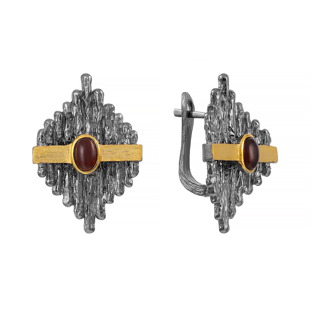 Серьги ELEMENT47, серебро, 925 проба, гранат