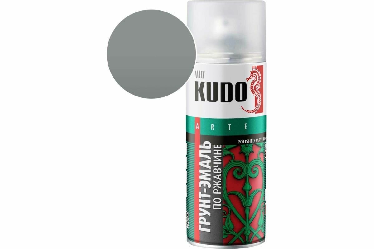 Кудо KU-317042 Грунт-эмаль по ржавчине серый RAL 7042 (0,52л)