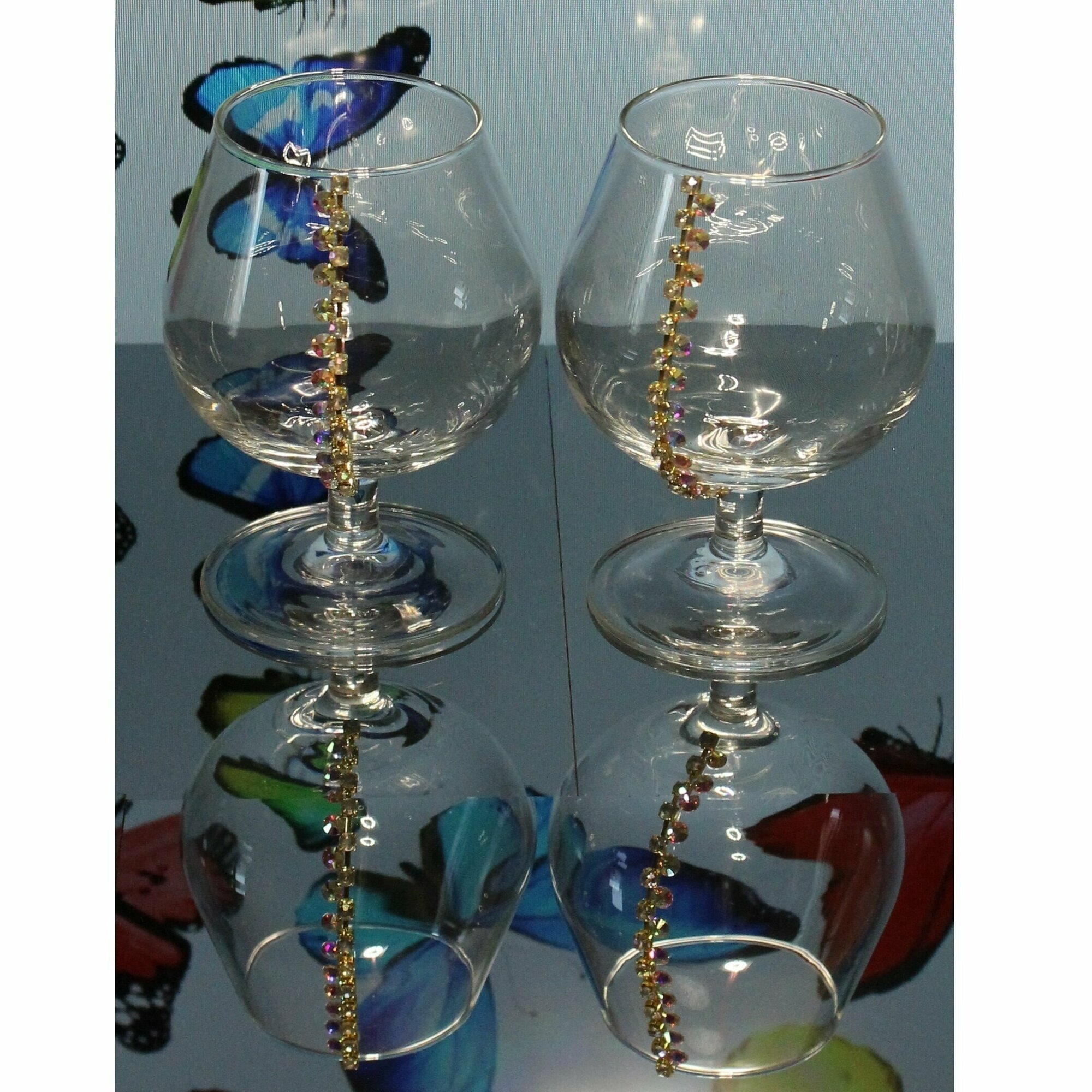 2 бокала для коньяка 250мл инкрустированные ручной работы