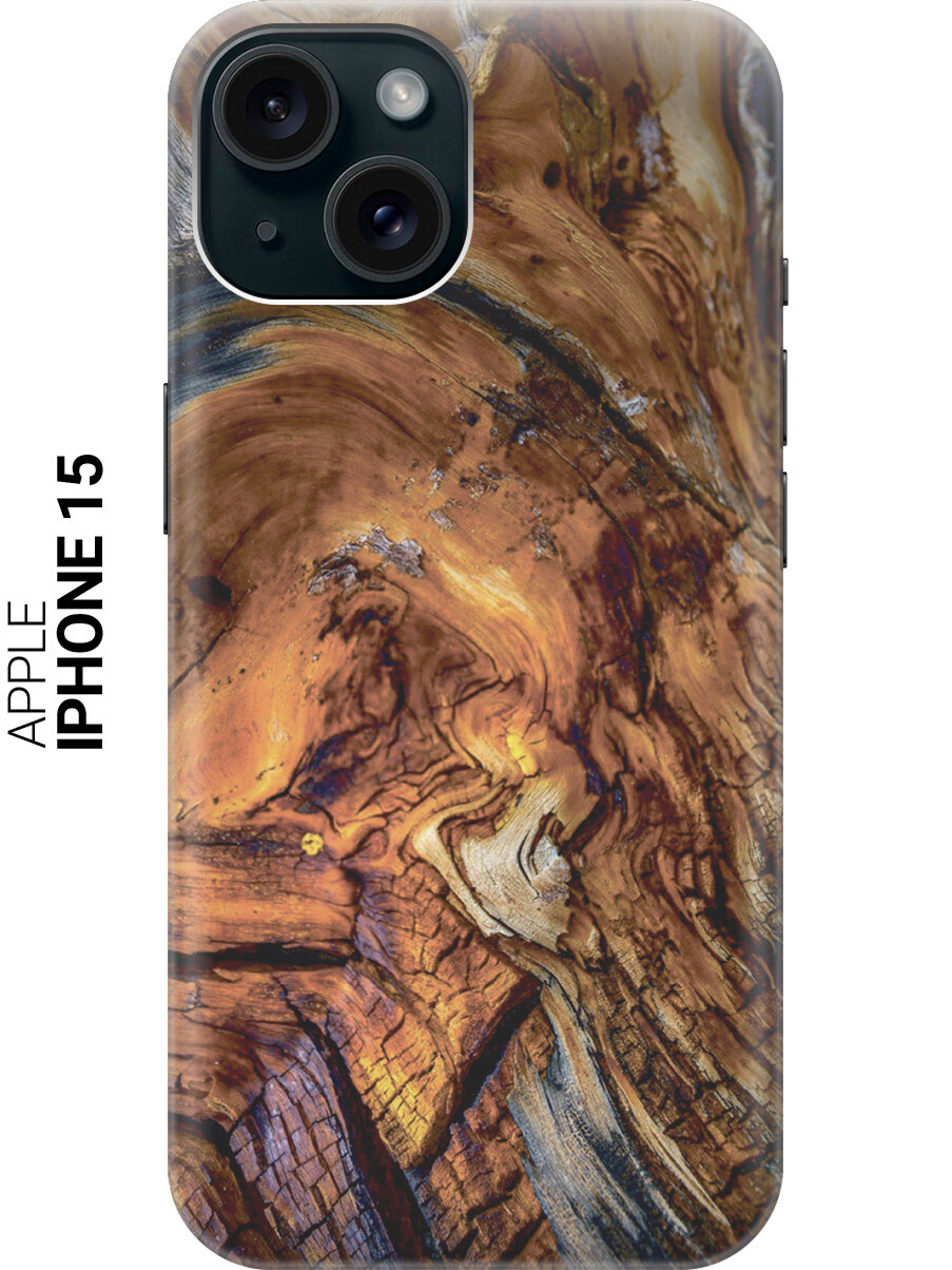 Силиконовый чехол на Apple iPhone 15 / Эпл Айфон 15 с рисунком "Деревянный узор"