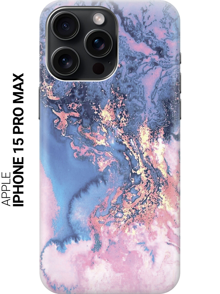 Силиконовый чехол на Apple iPhone 15 Pro Max / Эпл Айфон 15 Про Макс с рисунком "Синий мрамор"