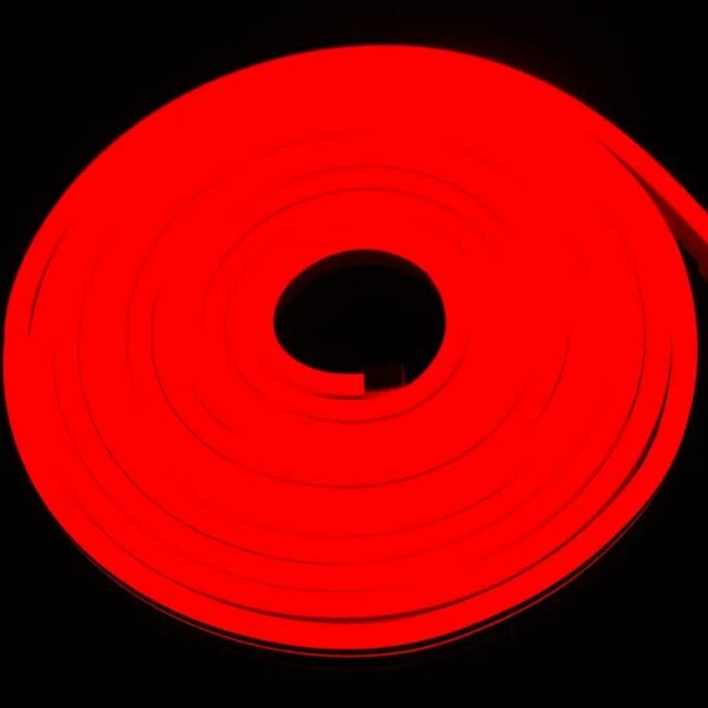 Светодиодный гибкий неон, 8x16мм, SMD2835, IP65, 5м, красный, 12V, 9Вт/м, 120шт/м