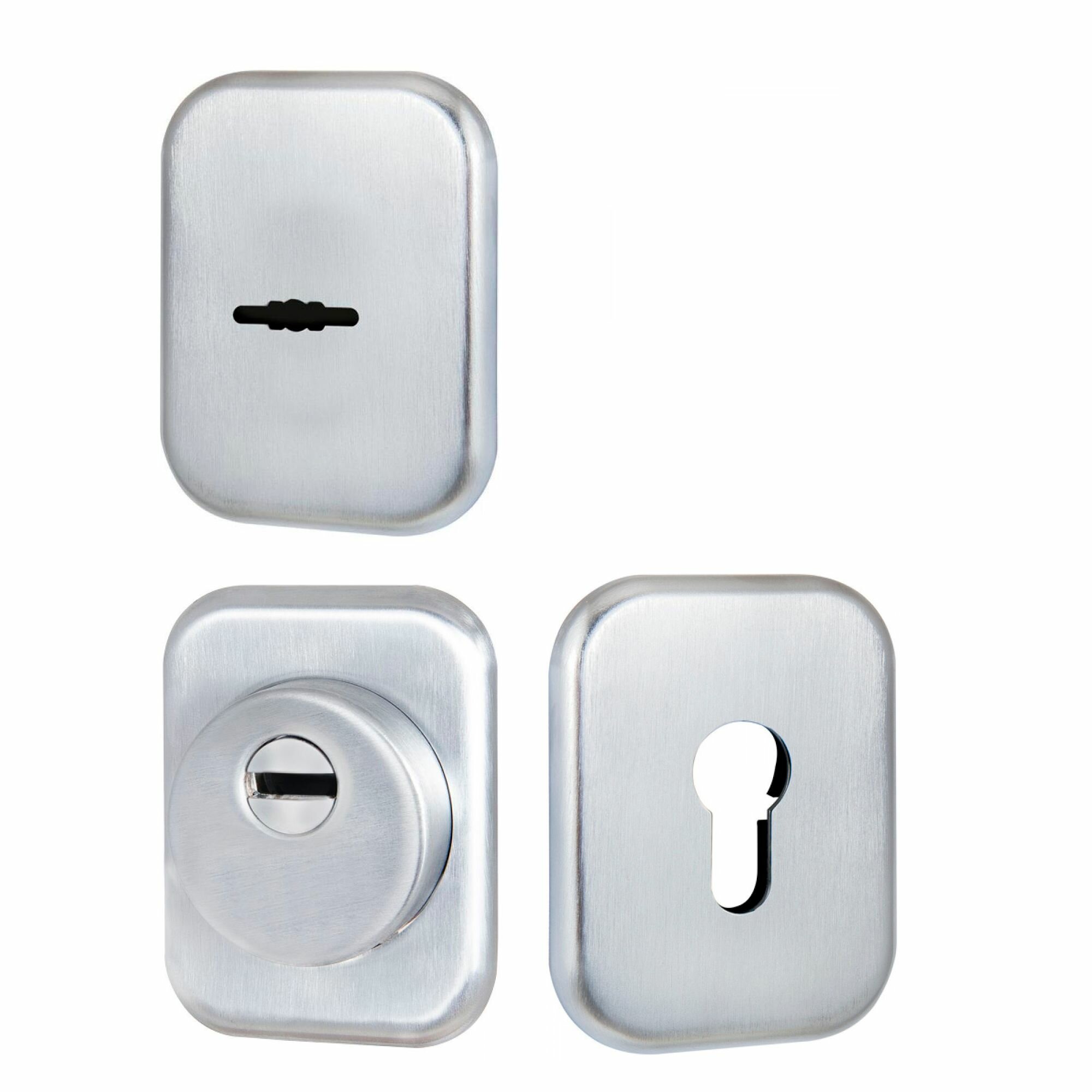 Комплект на входную дверь Fuaro броненакладка 4286 SQ XL, накладки ESC 486-C, 486-S SQ XL SSC-16 (сатинированный хром)