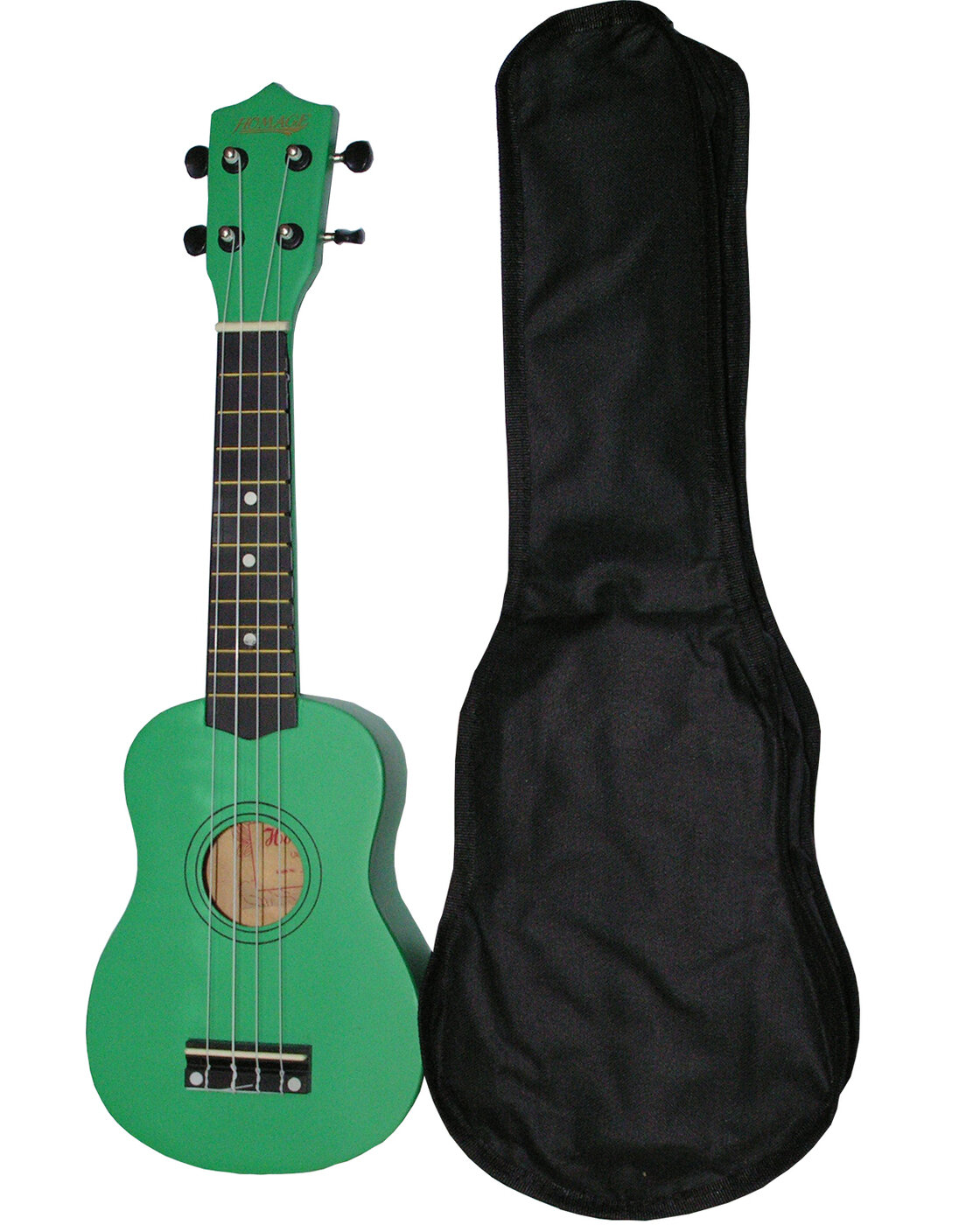 Укулеле сопрано Homage S-GR (зелёный) в комплекте с чехлом (цвет чехла в ассортименте).
