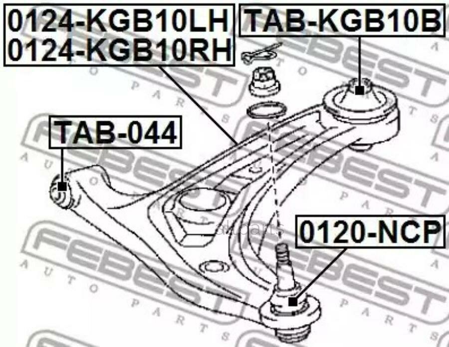FEBEST TAB-KGB10B Сайлентблок задний переднего рычага CITROEN C1 2006-2014 FEBEST TAB-KGB10B