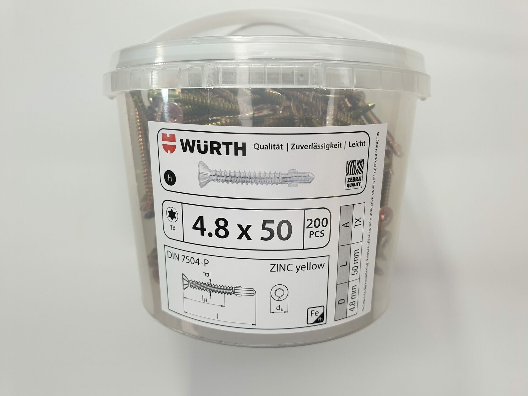 Саморез по металлу DIN 7504-P 4.8x50 (200 pcs) WURTH, Германия