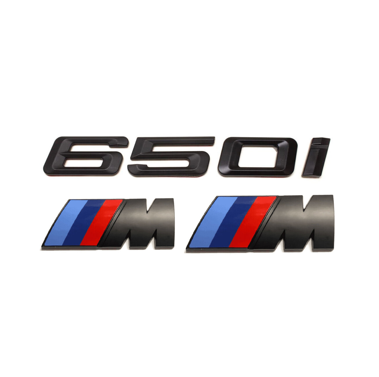 Комплект: шильдик на багажник 655 i для BMW 6 ой серии + 2 эмблемы на крыло M-performance черный глянец