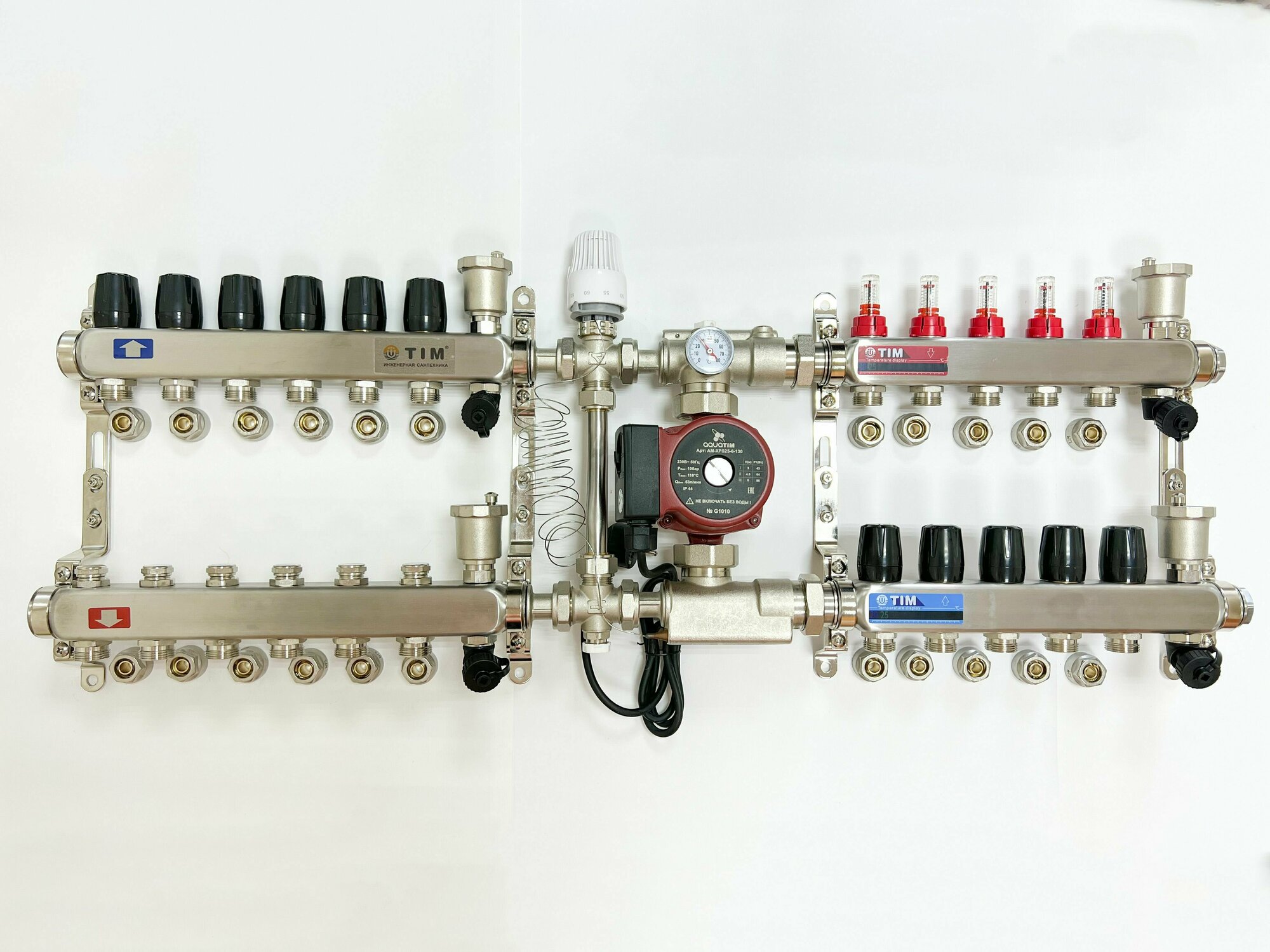 Комплект для подключения тёплого водяного пола на 5 выходов и радиаторов отопления 6 шт