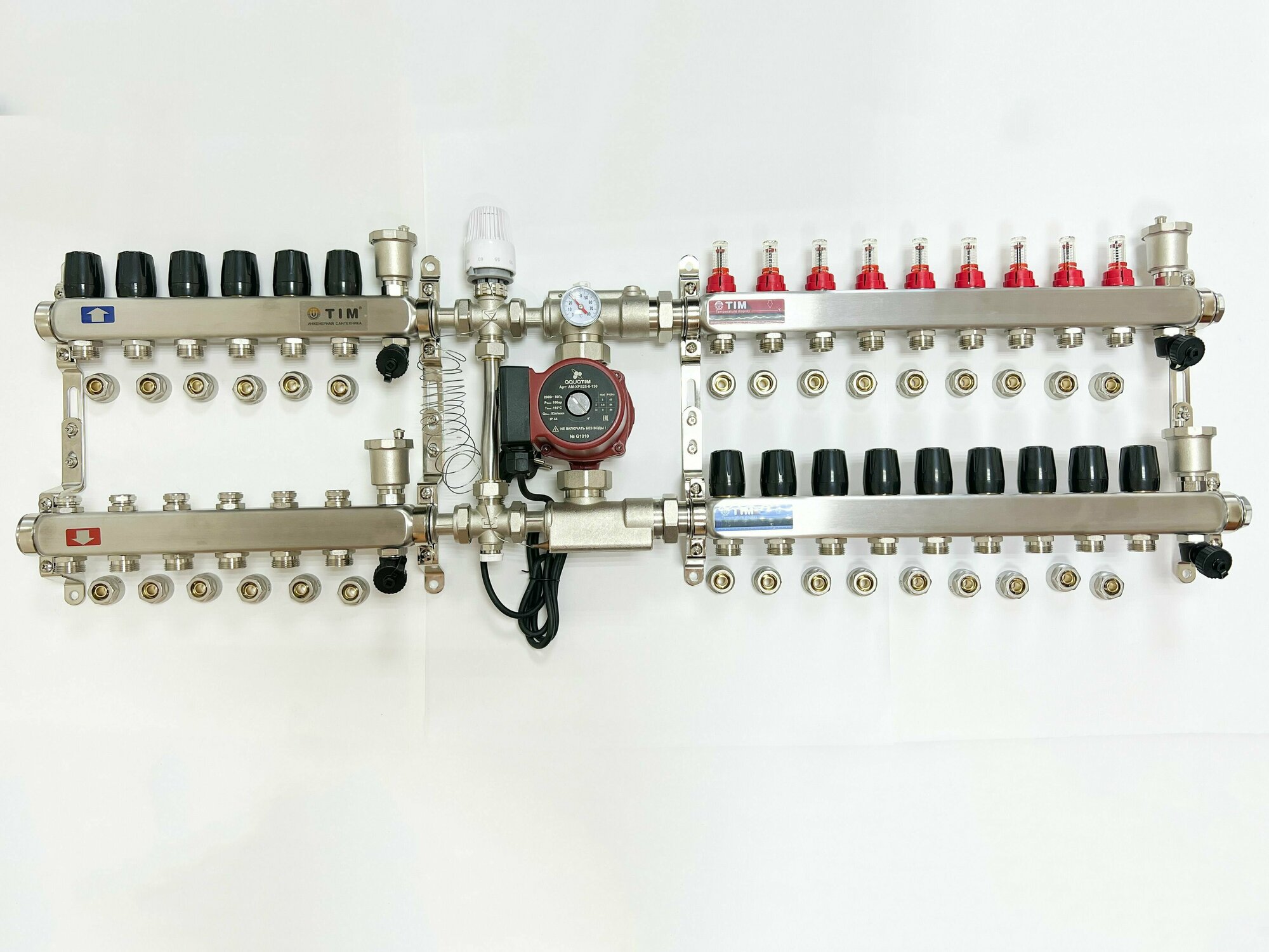 Комплект для подключения тёплого водяного пола (до 120 м2) на 9 выходов и радиаторов отопления 6 штук