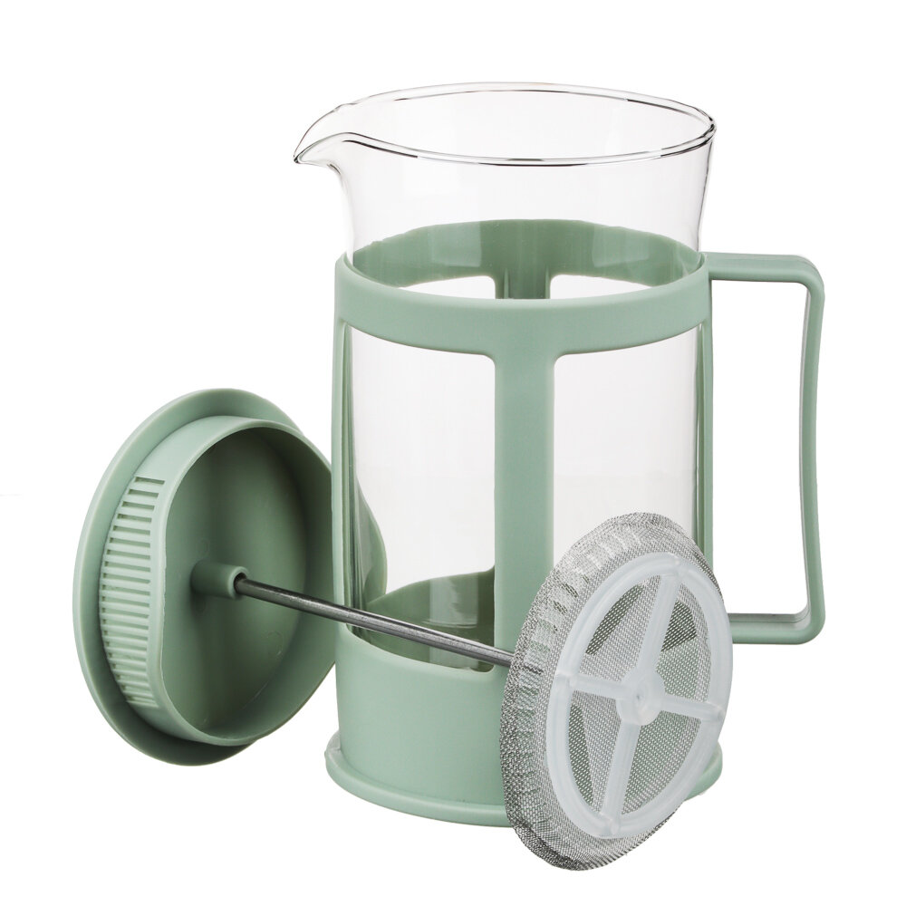 Vetta / Френч-пресс 600мл салатовый цвет/Чайник заварочный для чая, кофе/стеклянная колба/пресс для заварки