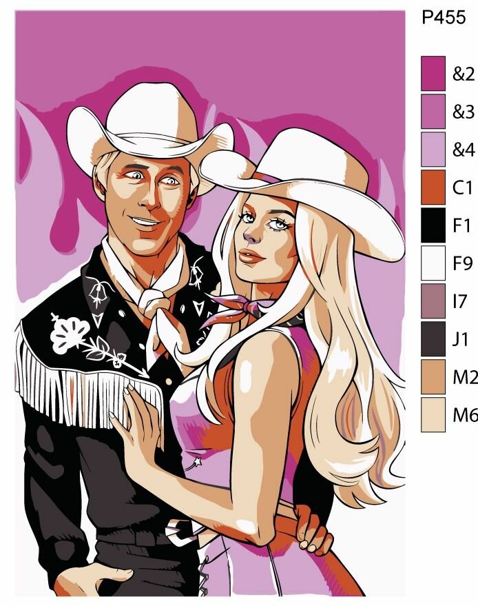 Детская картина по номерам P455 "Barbie (Барби). Кен и Барби" 20x30