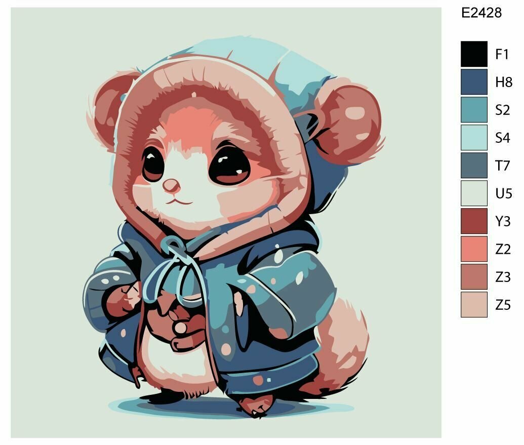 Детская картина по номерам E2428 "Хомячок в синей шубке" 30x30