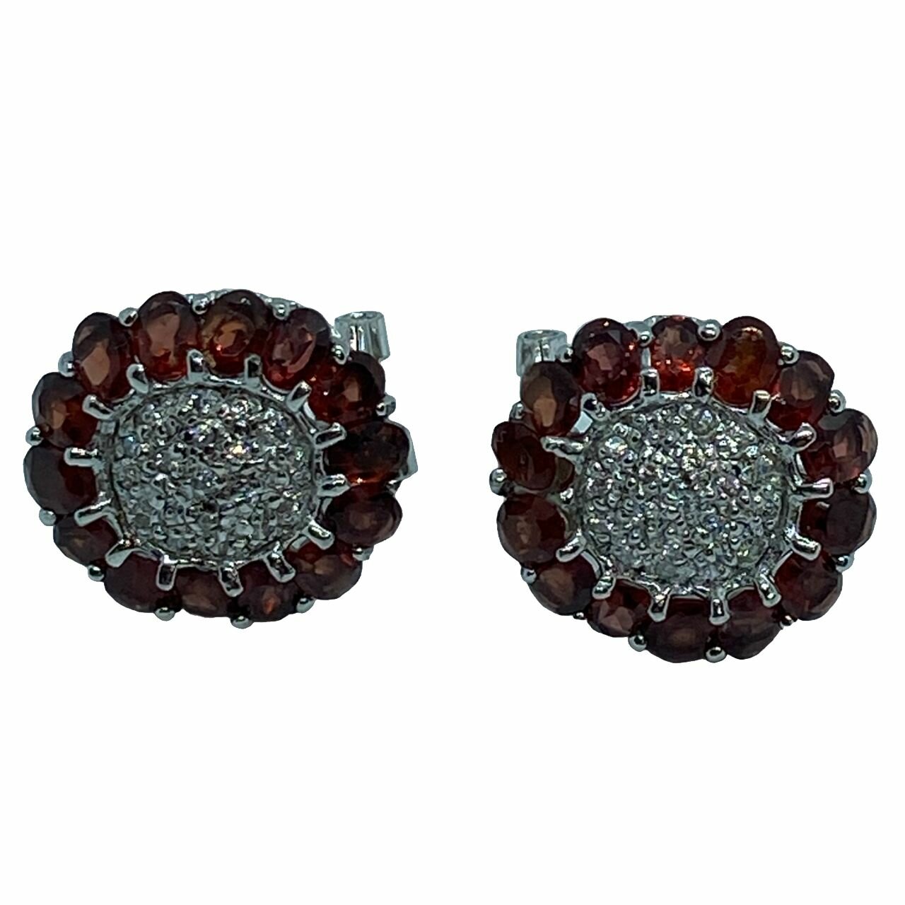 Серьги, серебро, 925 проба, родирование, гранат, циркон
