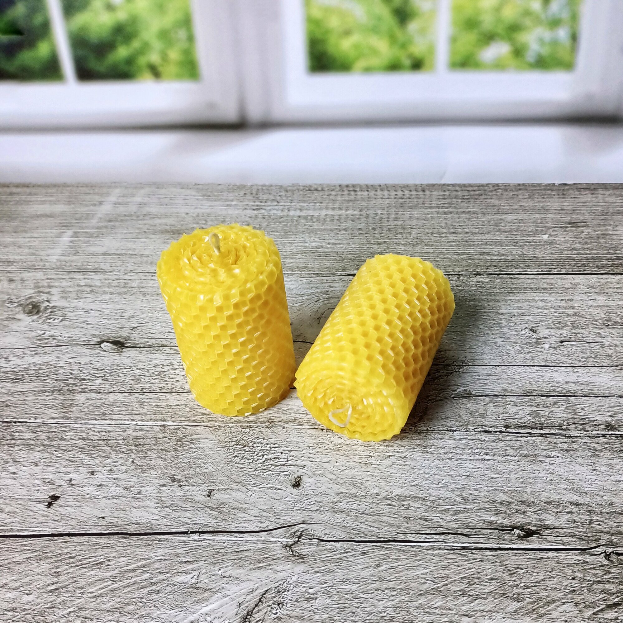 Свеча желтая из натурального воска "Магия Огня" комплект из 2 штук