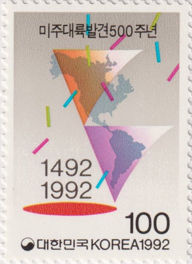 Почтовые марки Южная Корея 1992г. "500-летие открытия Америки Колумбом" Христофор Колумб, Исследователи и мореплаватели, Карты MNH