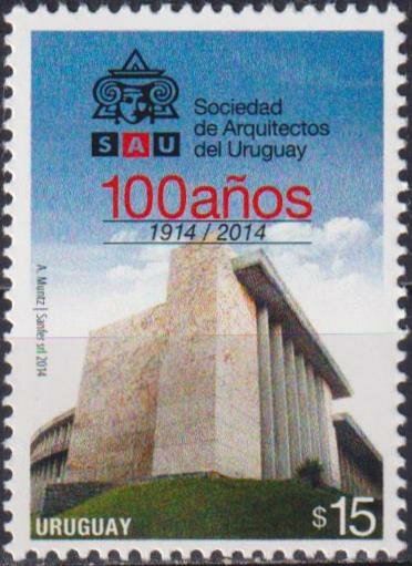 Почтовые марки Уругвай 2014г. "100-летие S.A.U." Архитектура MNH