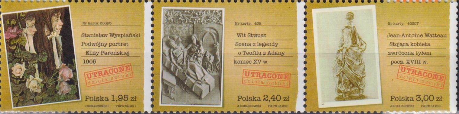 Почтовые марки Польша 2011г. "Утраченные произведения искусства" Искусство MNH