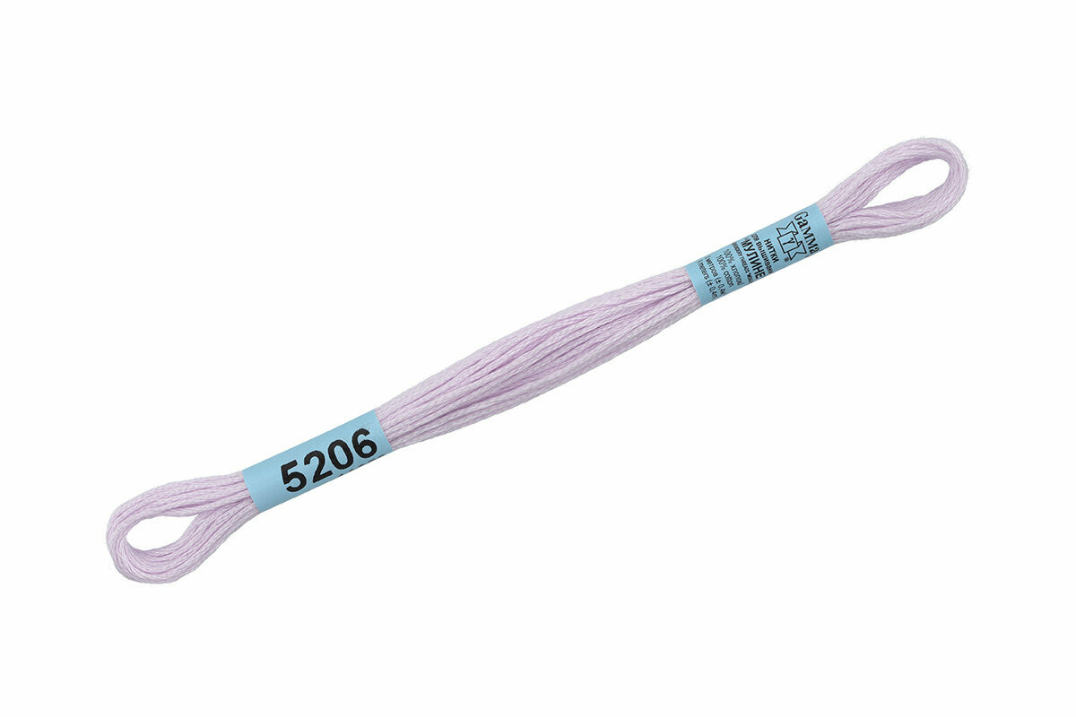Мулине GAMMA нитки для вышивания 8м. 5206 светло-сиреневый, 1 штука.