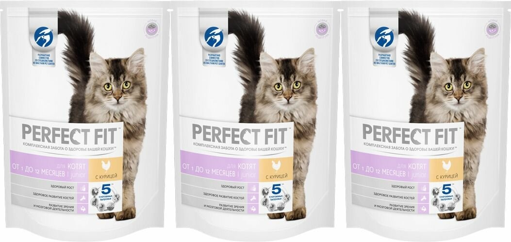 Perfect Fit Корм сухой Курица, для котят, 650 г, 3 уп