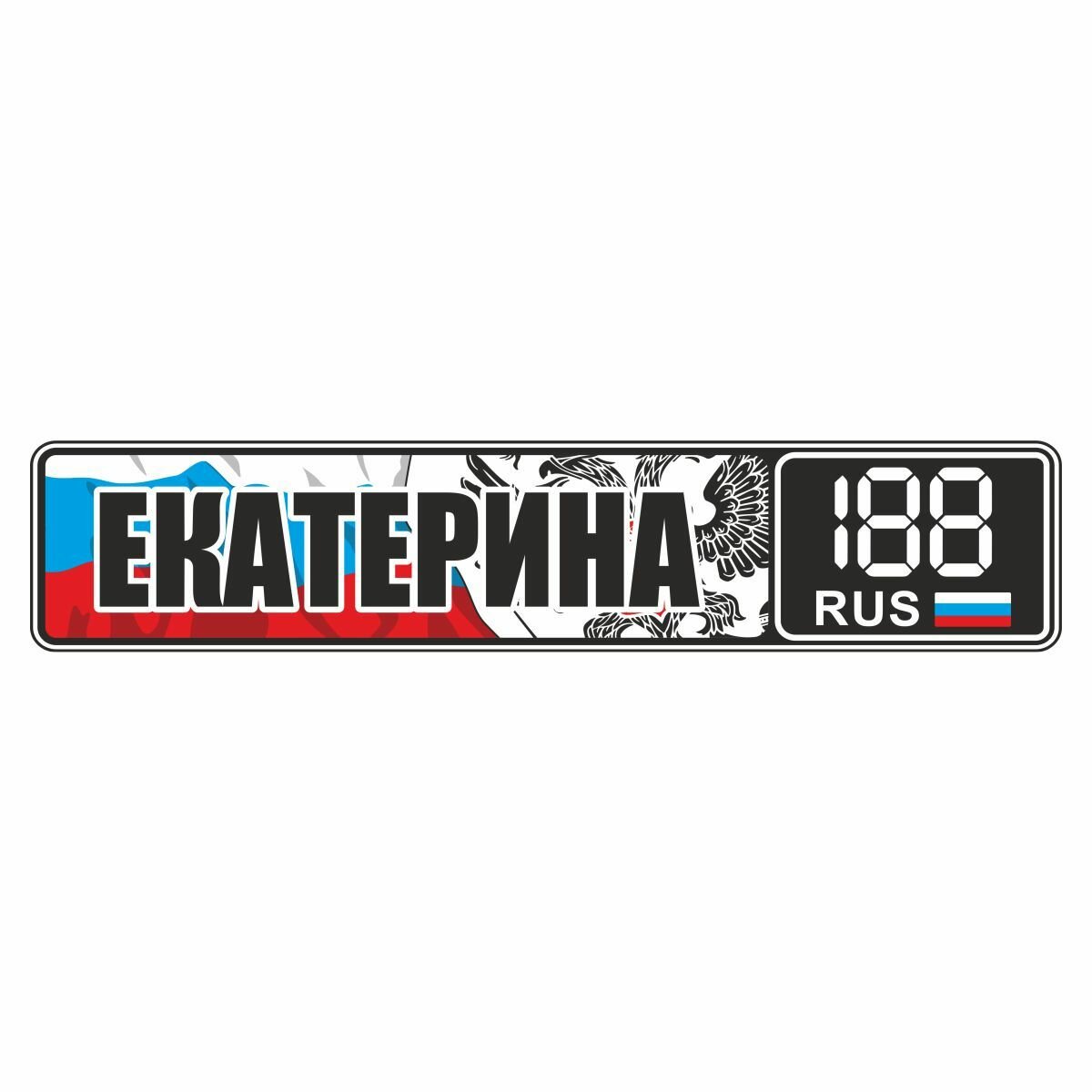 Госномер именной RUS "Екатерина", 340х75мм, Арт рэйсинг