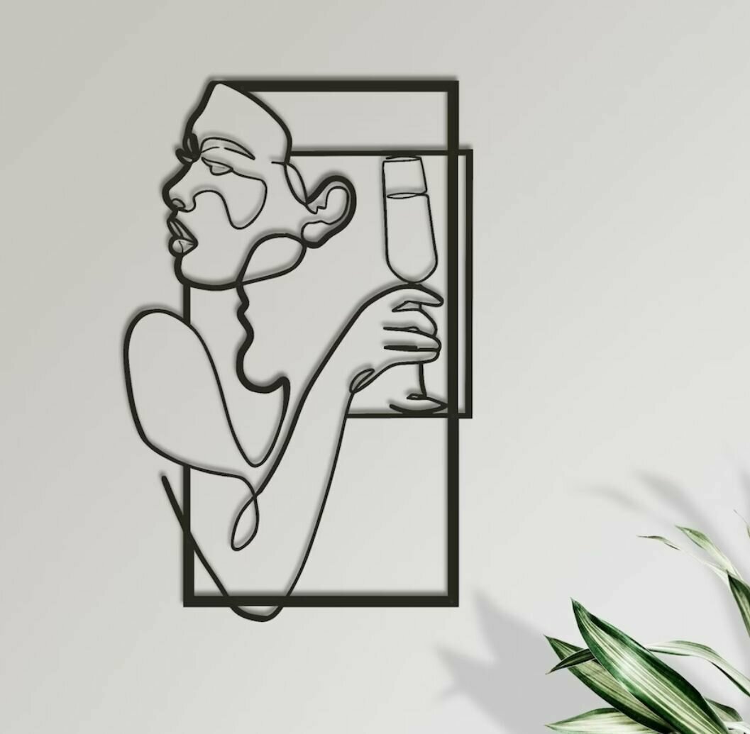 Панно 60х40 см "Эстетика Девушка" декоративное настенное чёрное, декор на стену, картина