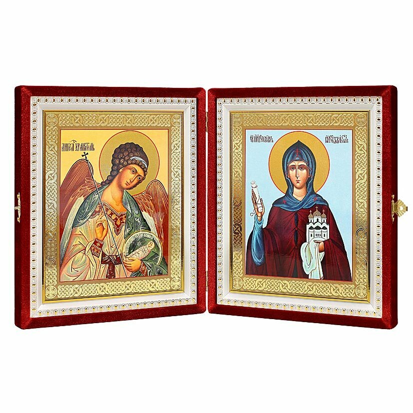 Складень именной "Преподобная София Суздальская - Ангел Хранитель (лик № 110)", размер ликов 15*18 см