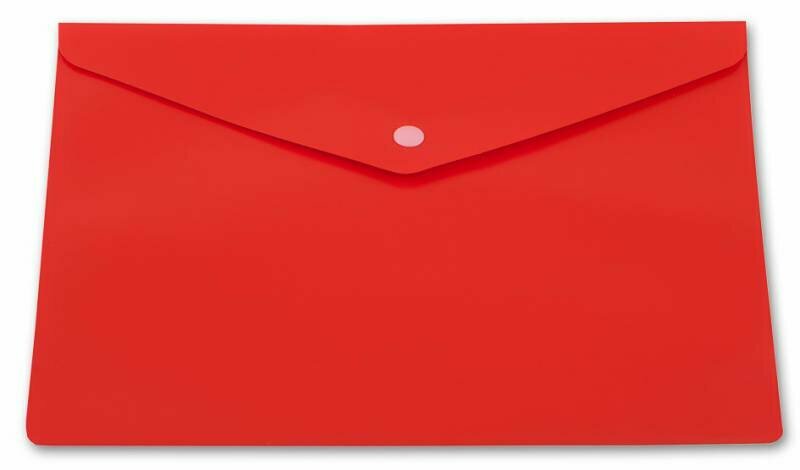 Конверт на кнопке Бюрократ -PK804A5NRED A5 непрозрачный пластик 0.18мм красный