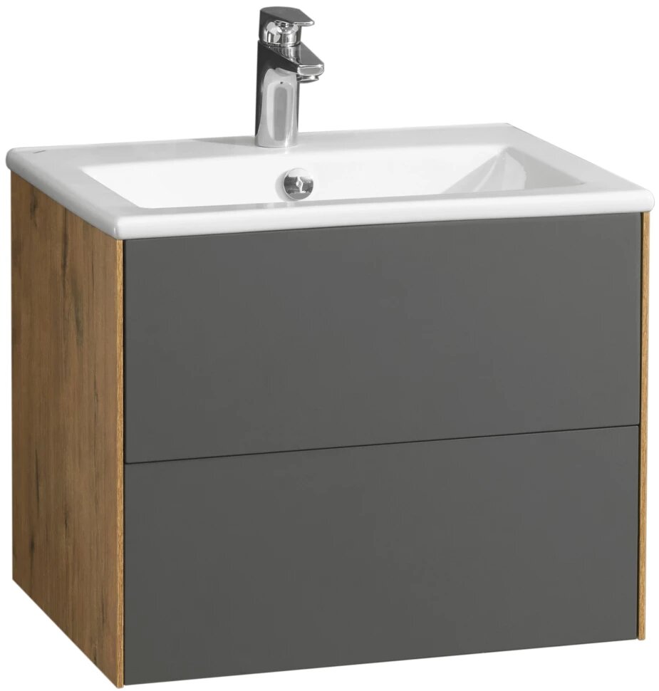 Тумба графит софт/дуб веллингтон 58,8 см Акватон Сохо 1A258001AJA00