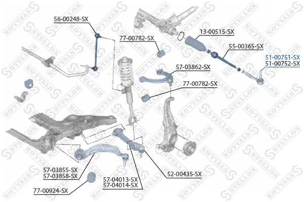 Наконечник рул. л. BMW F10 F07 F11 перед лев Stellox 51-00751-SX