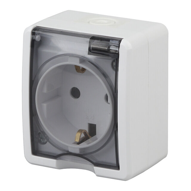 ЭРА Эксперт IP54 розетка 1 пост с заземлением белого цвета, компактная и безопасная