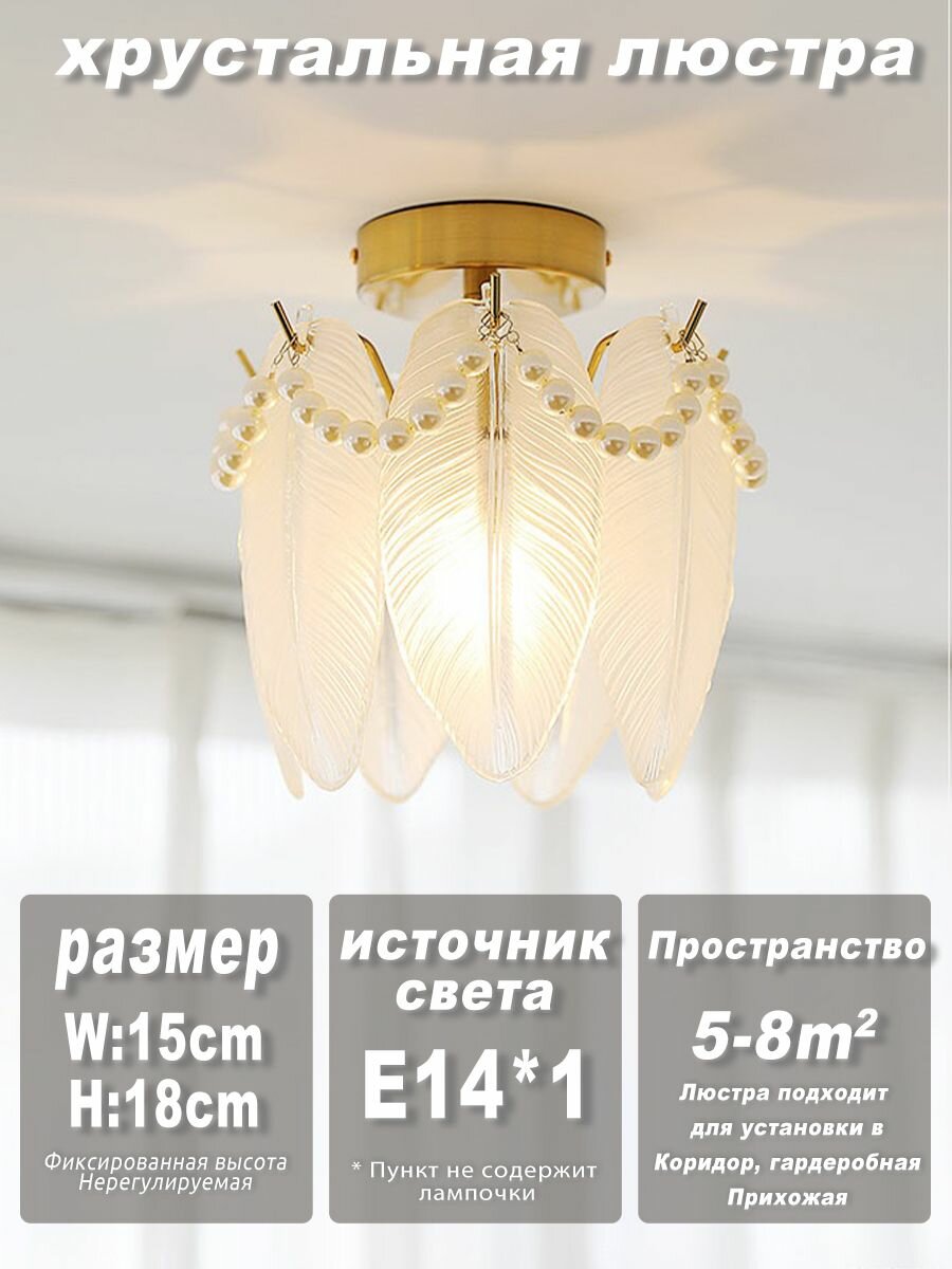 Потолочный перо светильник кристалл/9080/E14*1/светильник потолочный лофт/светильник на кухню потолочны