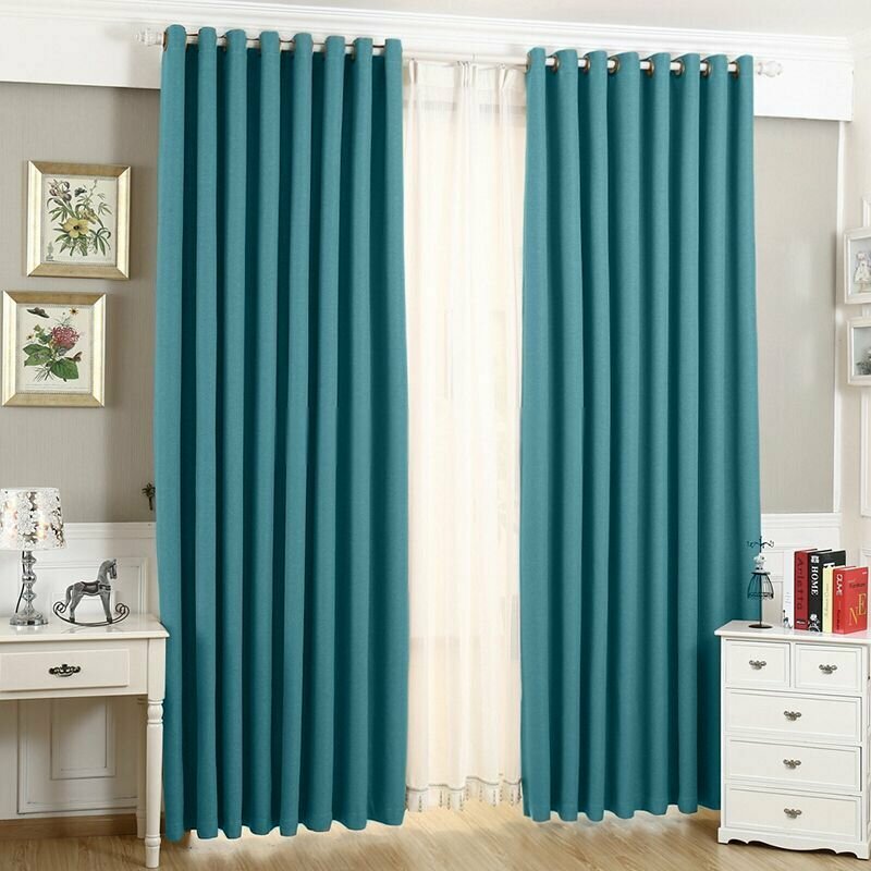 Шторы блэкаут на люверсах - 2шт. (шир. 150 см.*выс. 250см) бирюзовые Цена за 2 шторы БК-Л-1