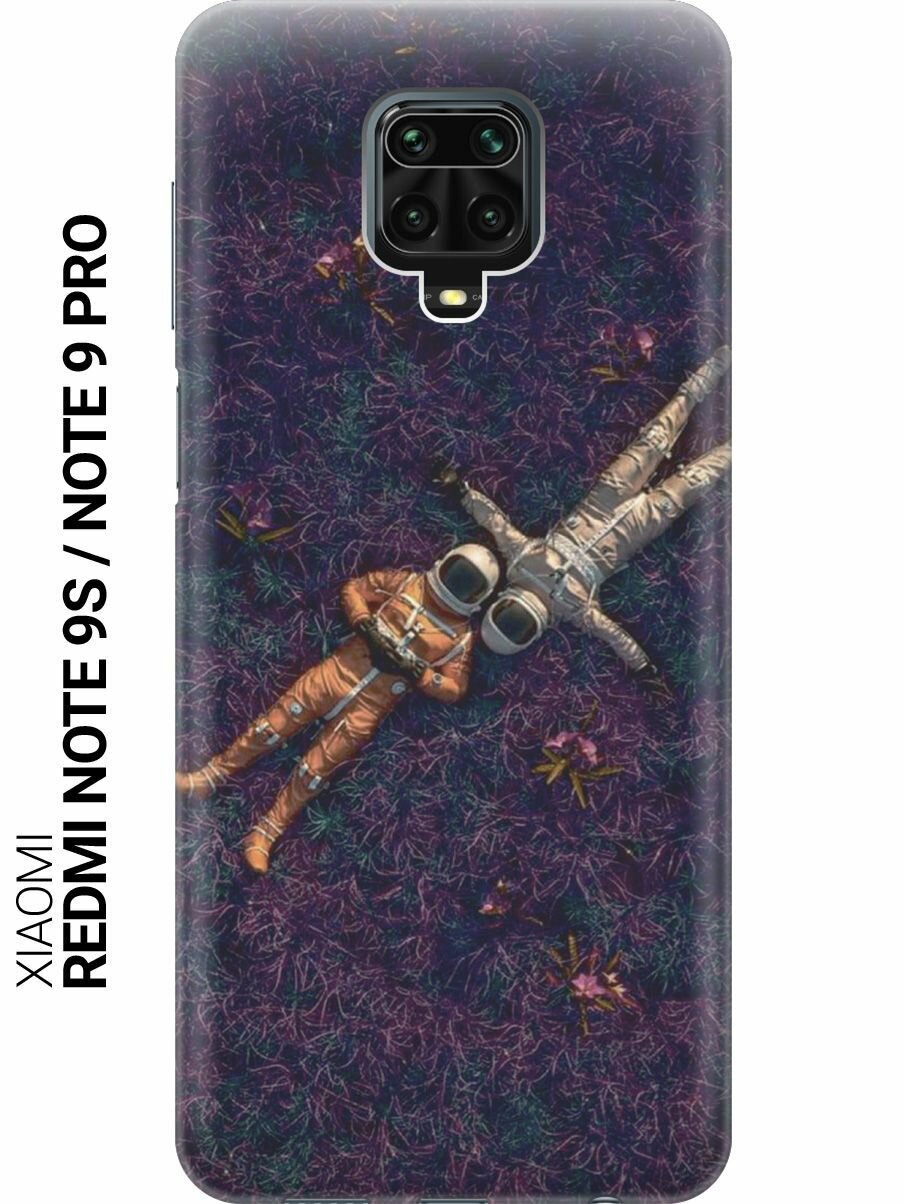 Силиконовый чехол на Xiaomi Redmi Note 9s, Note 9 Pro, Сяоми Редми Ноут 9с, Ноут 9 Про с принтом "Счастливые космонавты"