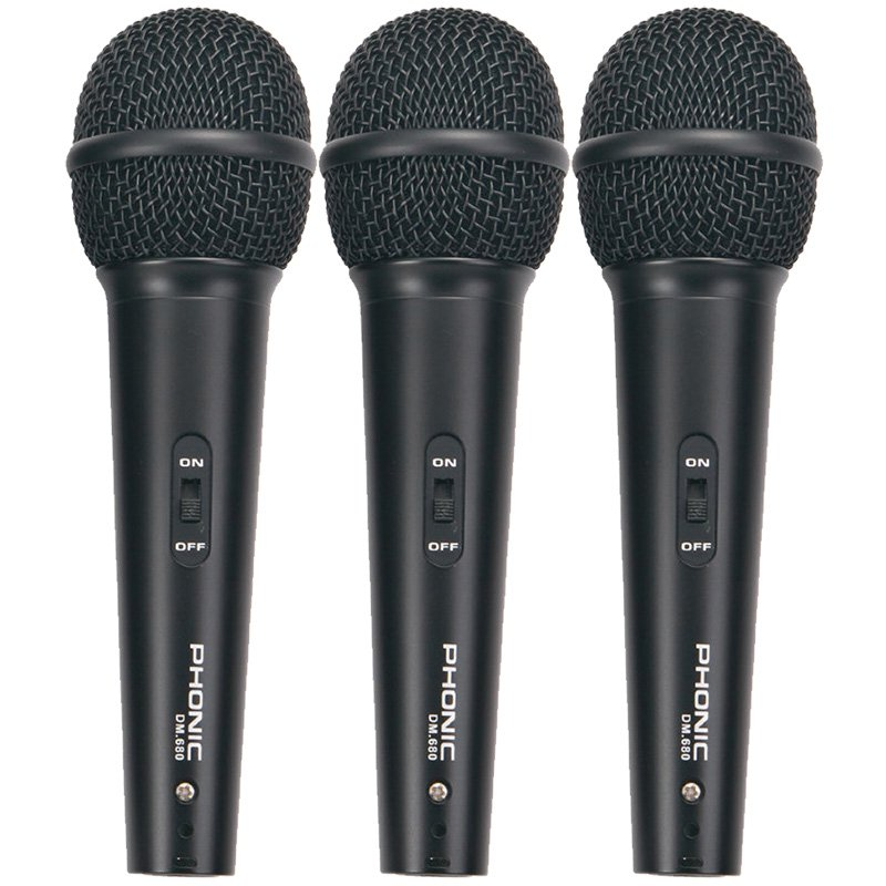 Phonic DM680 (3 pack) комплект из трёх динамических кардиоидных микрофонов c выключателем.